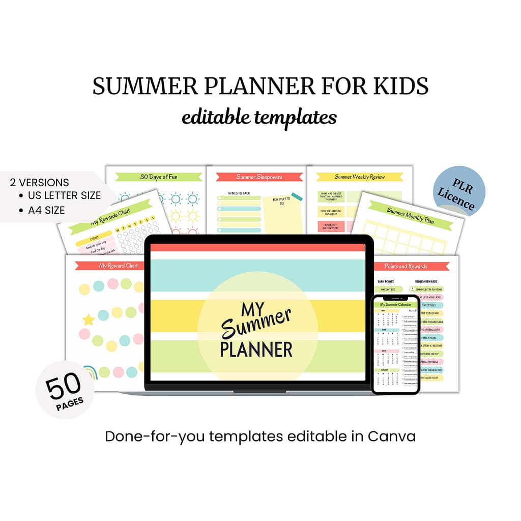 Summer Planner for Kids | Snazzy Designs PLR