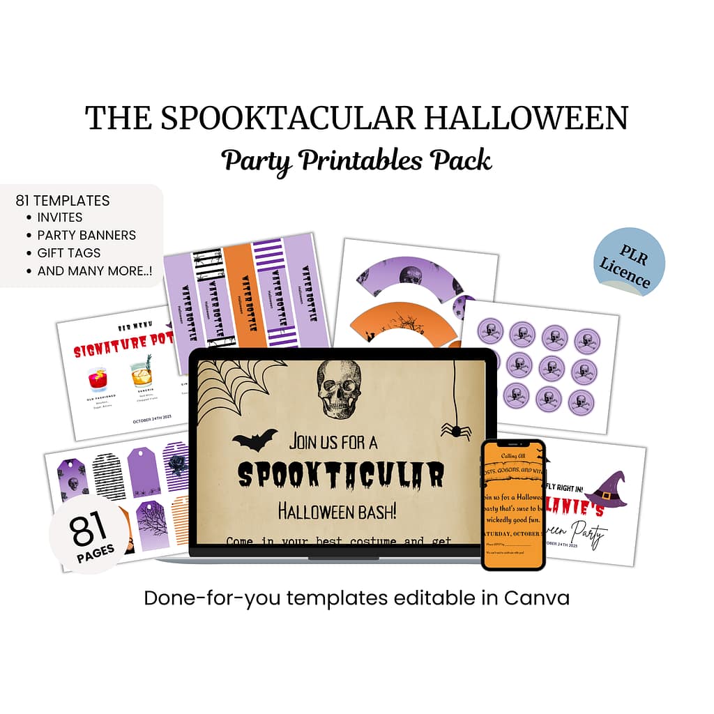 The ‘Spooktacular’ Halloween Party Printables Pack | Snazzy Designs PLR