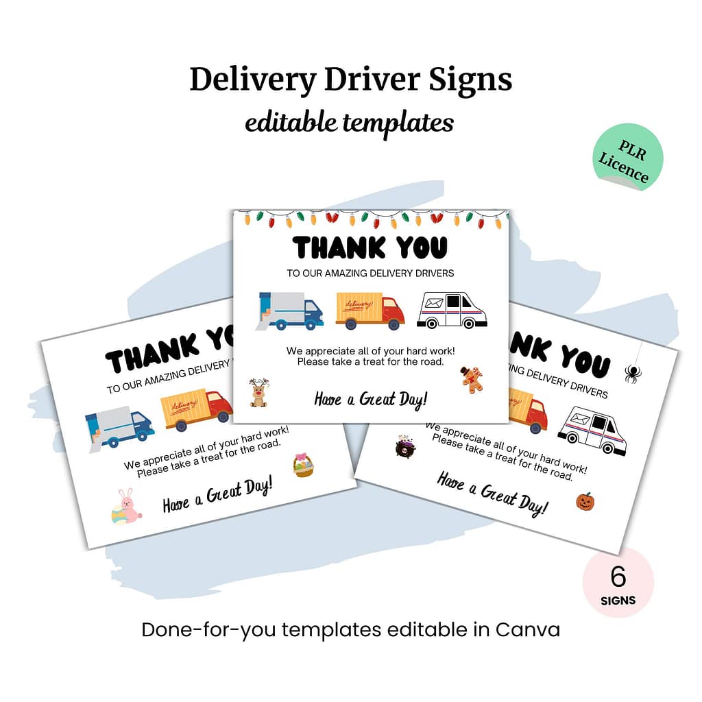 Delivery Driver Signs Bundle PLR | Snazzy Designs PLR