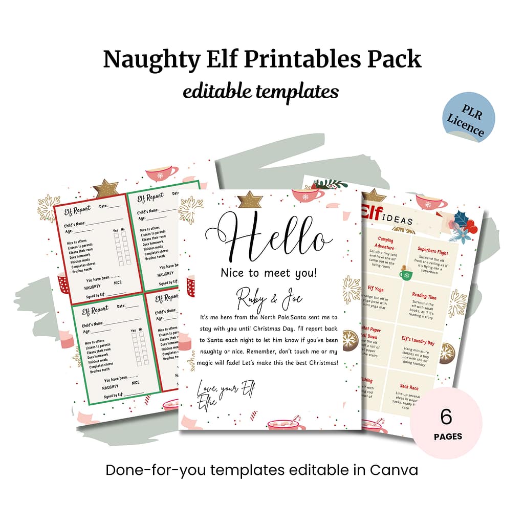Naughty Elf Printables Pack | Snazzy Designs PLR