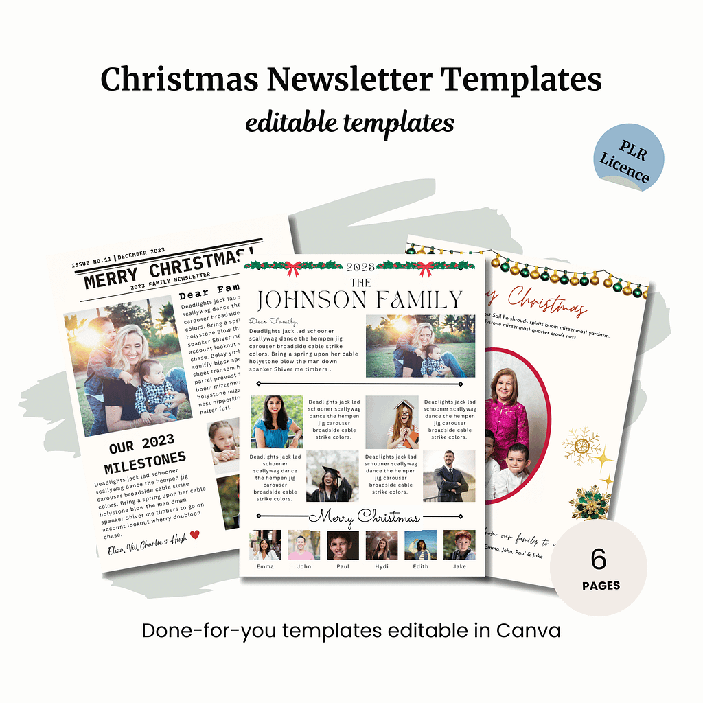 Christmas Newsletter Templates PLR | Snazzy Designs PLR
