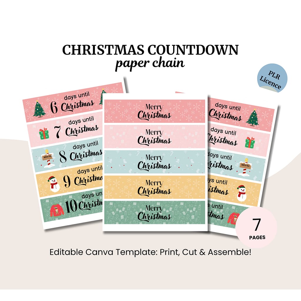 Christmas Countdown Paper Chain | Snazzy Designs PLR