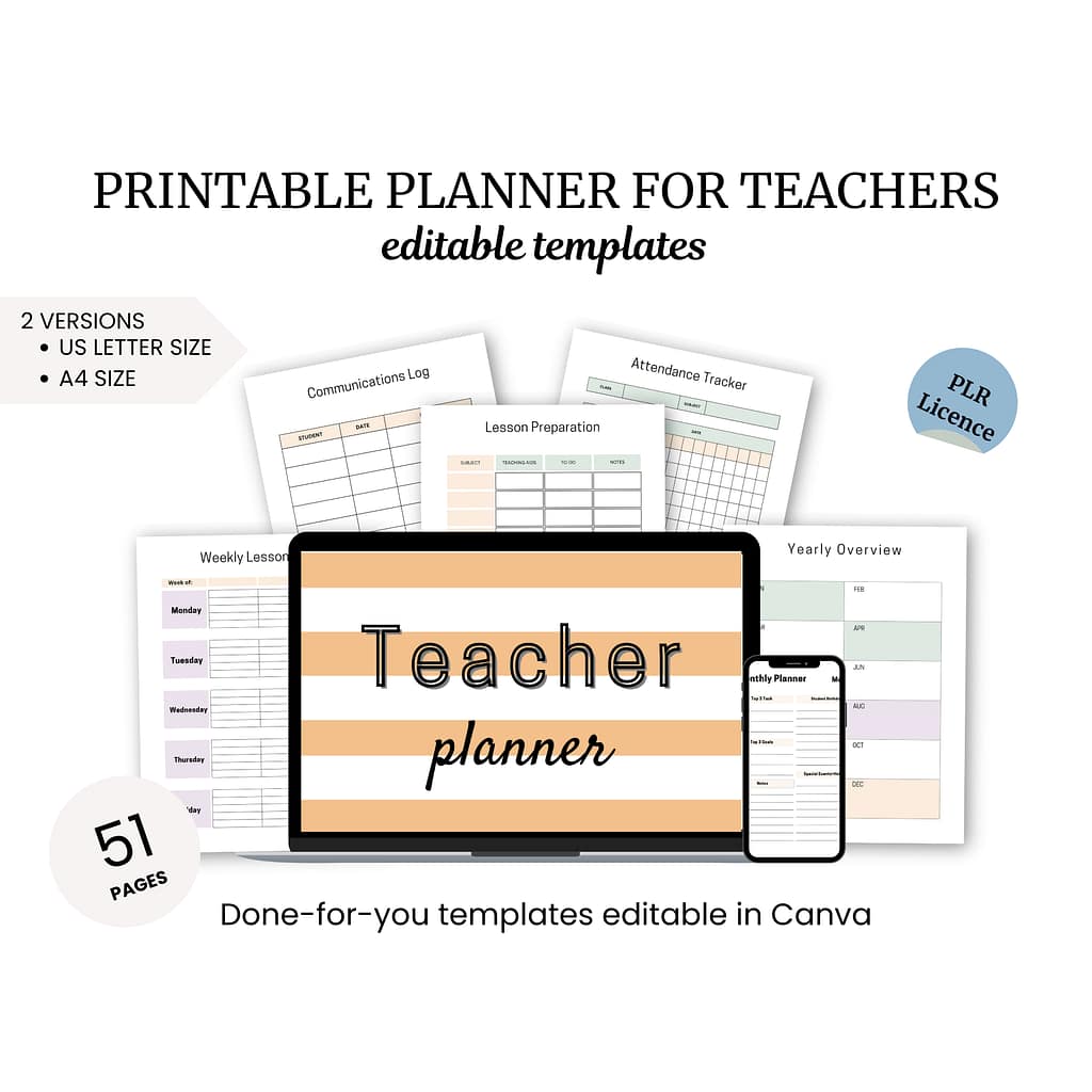 Printable Planner for Teachers | Snazzy Designs PLR