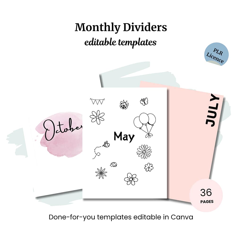 Free: Monthly Dividers | Snazzy Designs PLR