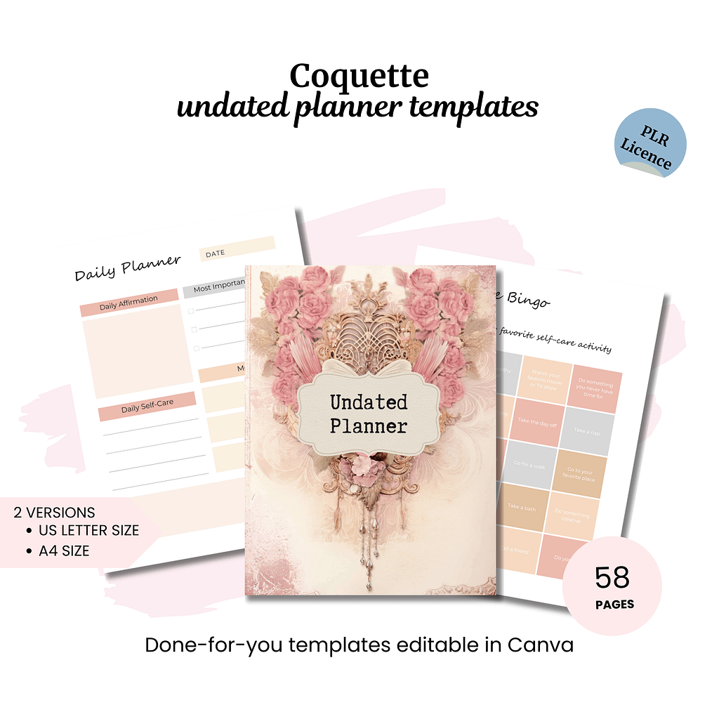 Coquette Undated Planner – Snazzy Designs PLR