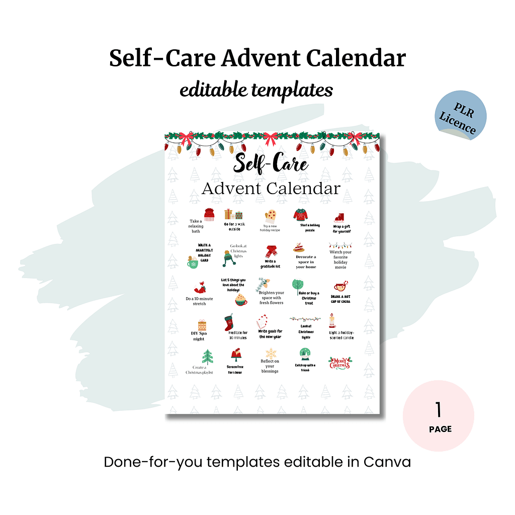 Self-care Advent Calendar PLR – Snazzy Designs PLR